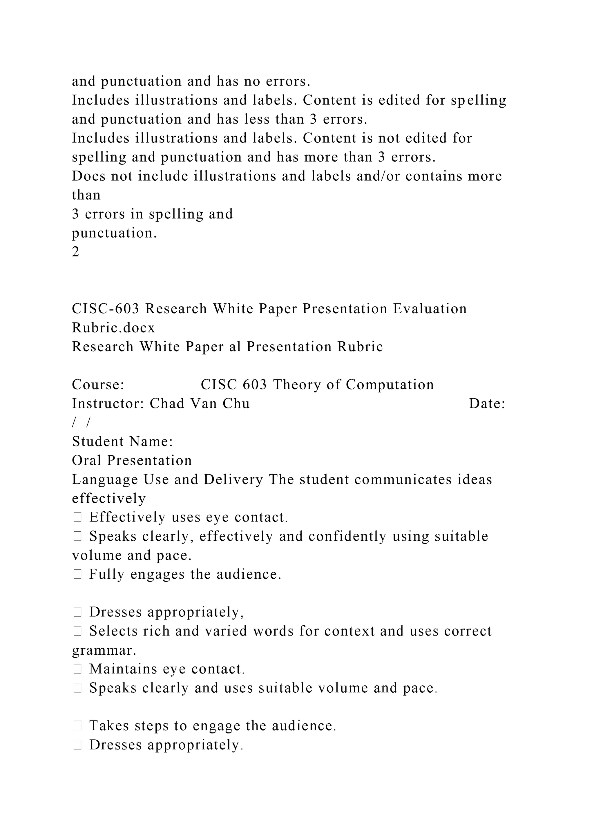 CISC-603 DSL Design Methodology Evaluation Rubric.docxDSL Desi.docx ...
