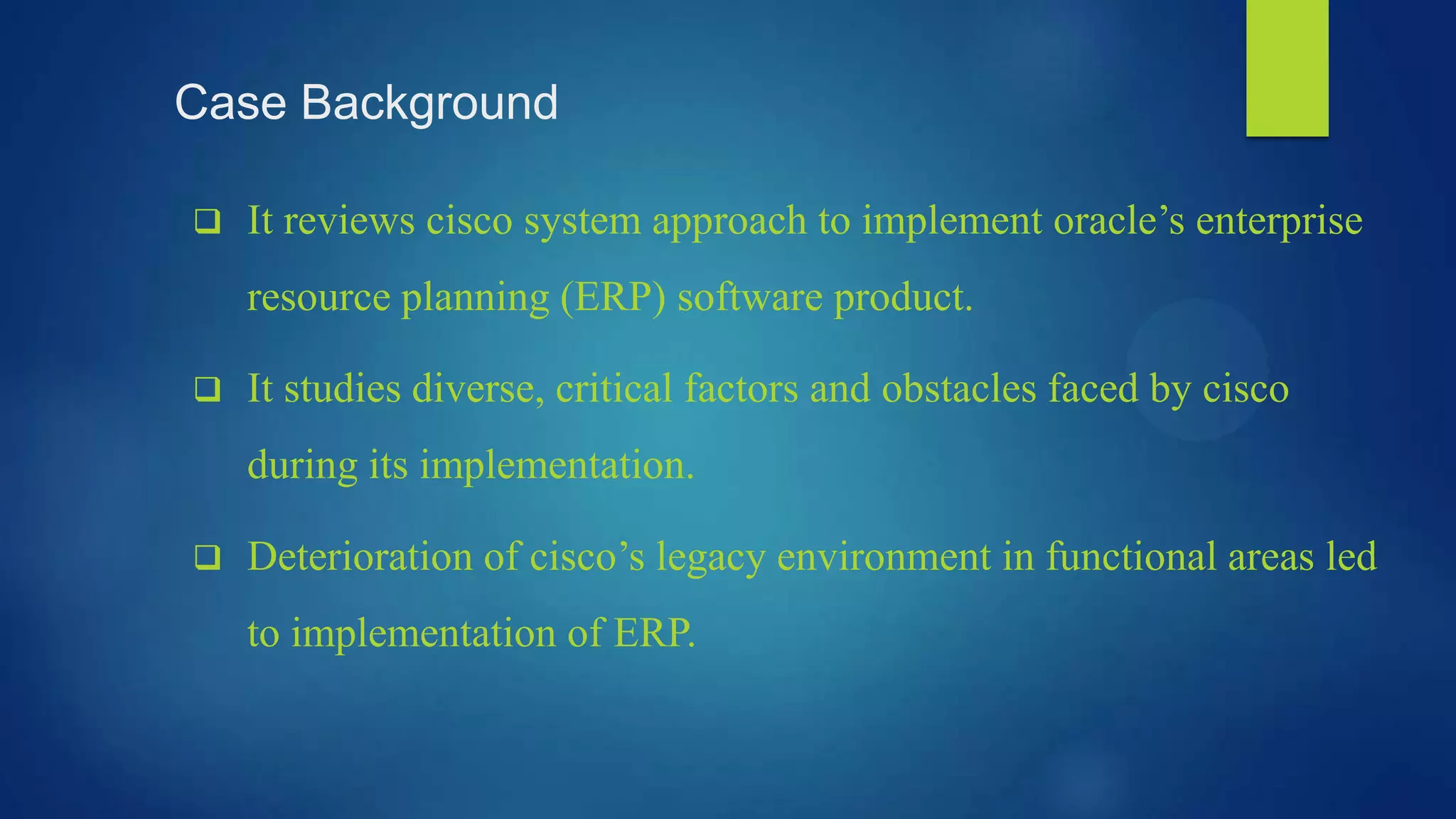 Cisco System Inc. Implementing ERP | PPTX
