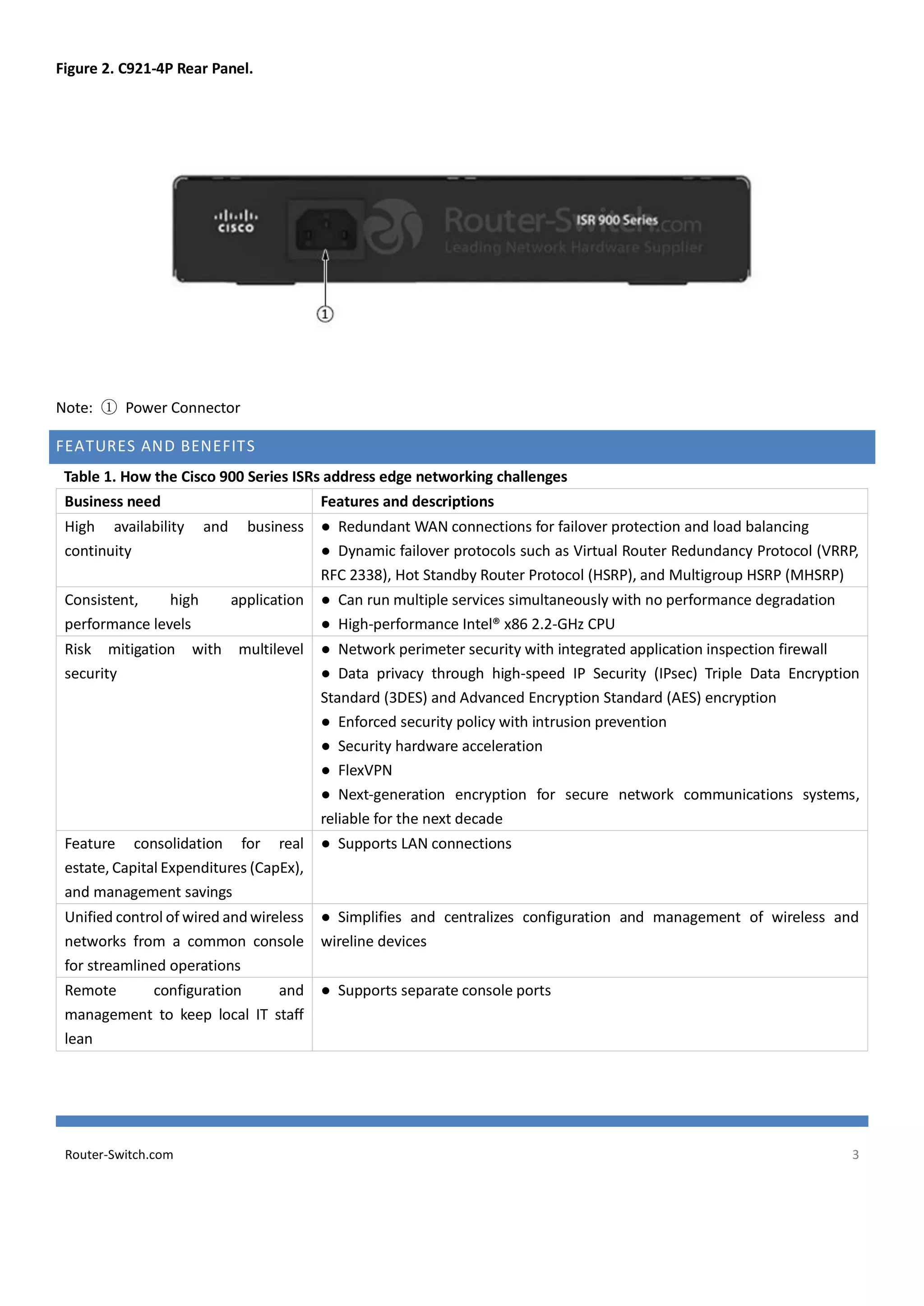 Cisco 900 Series Integrated Services Routers Datasheet | PDF