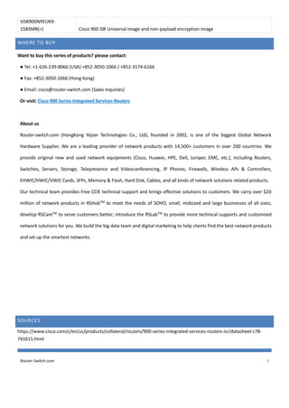Cisco 900 Series Integrated Services Routers Datasheet | PDF