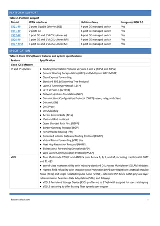 Cisco 900 Series Integrated Services Routers Datasheet | PDF