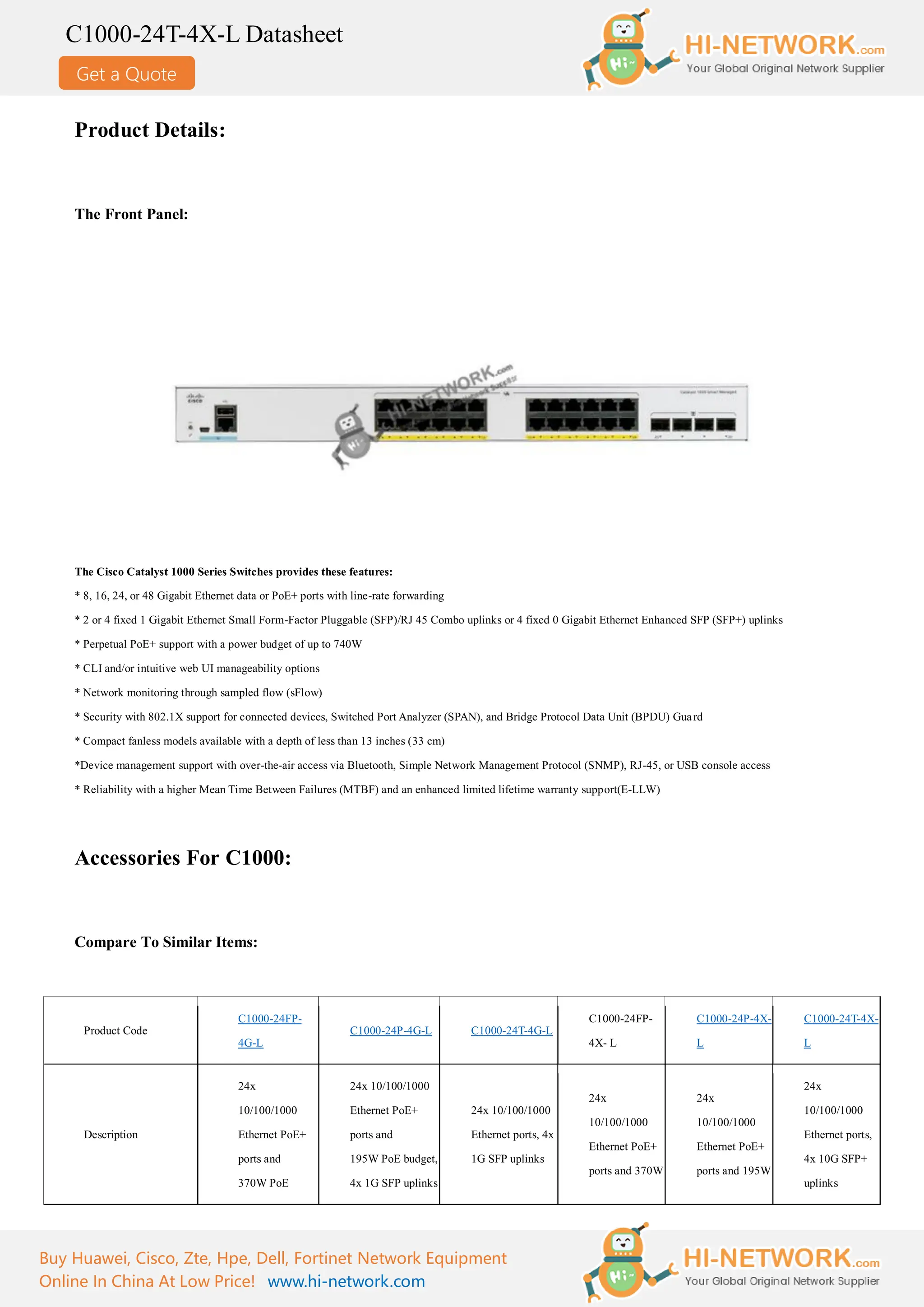 cisco-c1000-24t-4x-l-datasheet.pdf | Computer Networking | Computing