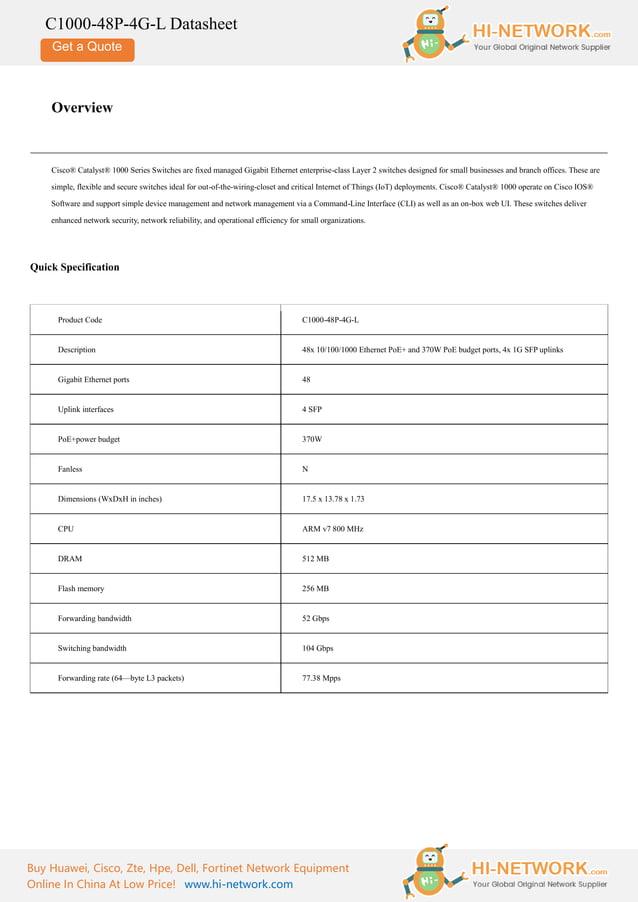 cisco-c1000-48p-4g-l-datasheet.pdf | Computer Networking | Computing