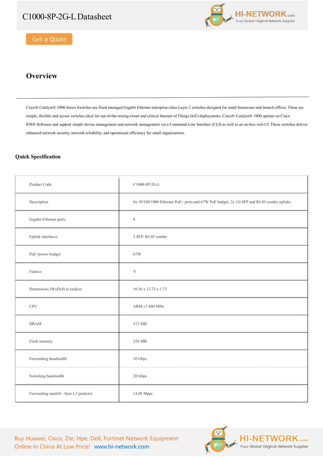 cisco-c1000-8p-2g-l-datasheet.pdf | Computer Networking | Computing