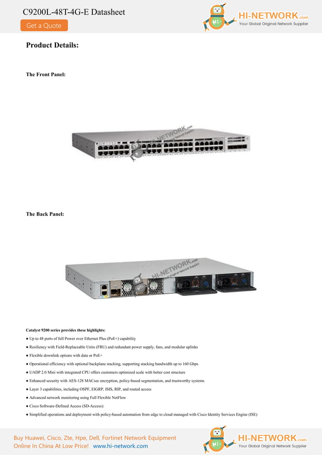 cisco-c9200l-48t-4g-e-datasheet.pdf | Computer Networking | Computing