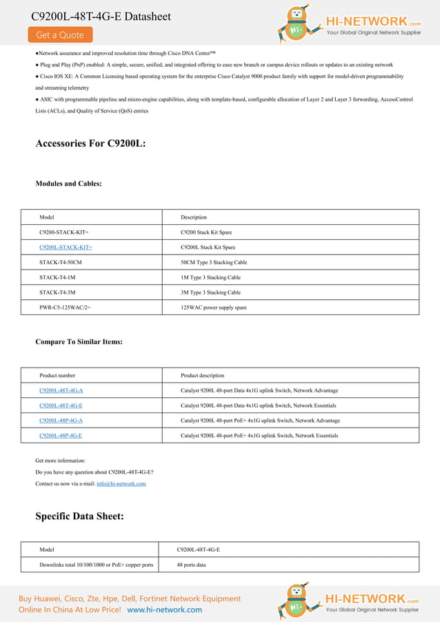 cisco-c9200l-48t-4g-e-datasheet.pdf | Computer Networking | Computing