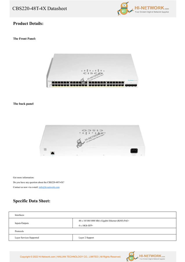 cisco-cbs220-48t-4x-datasheet.pdf | Computer Networking | Computing