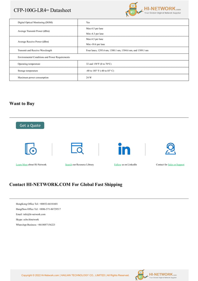 cisco-cfp-100g-lr4=-datasheet.pdf | Computer Networking | Computing