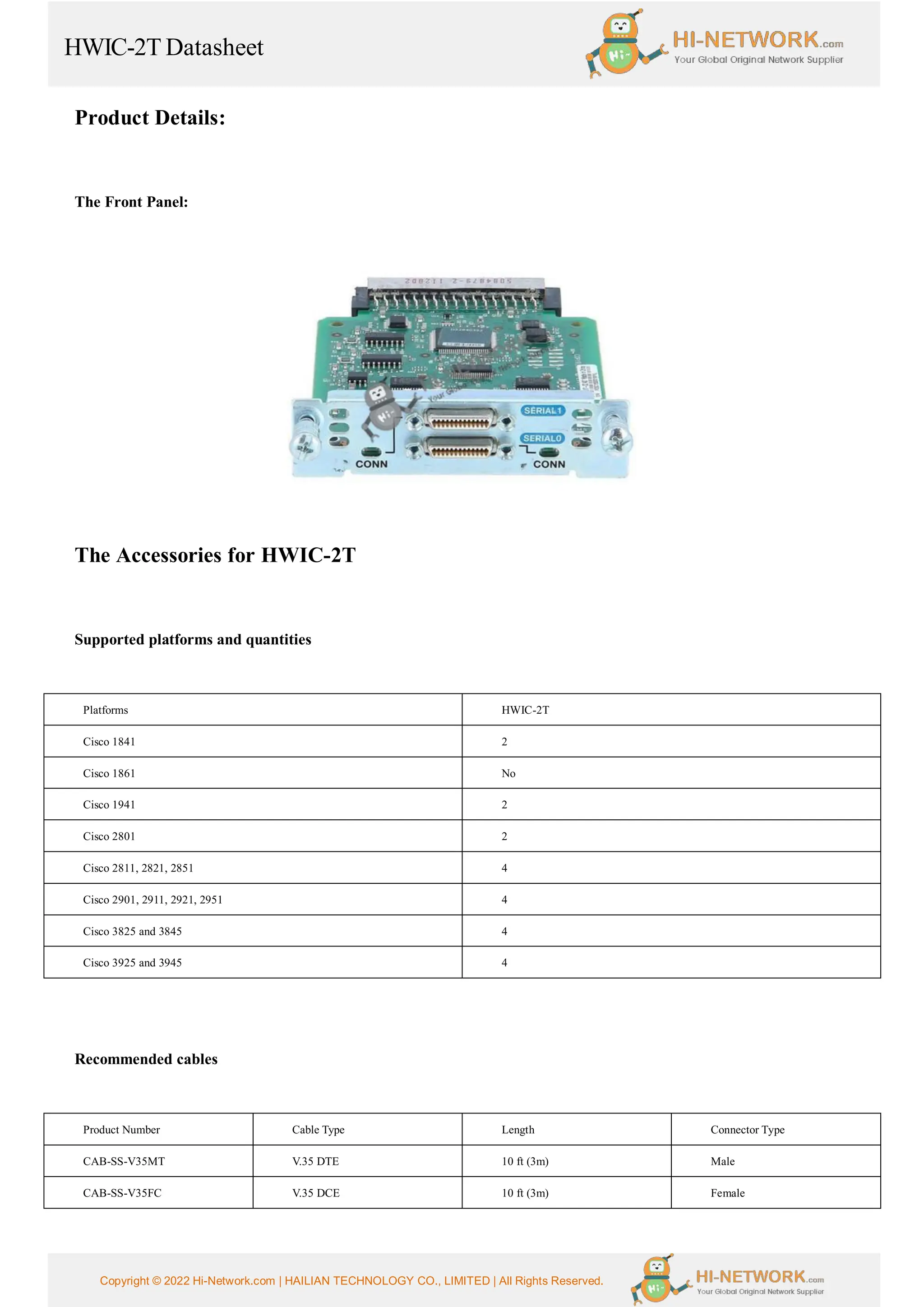 cisco-hwic-2t-datasheet.pdf | Computer Networking | Computing