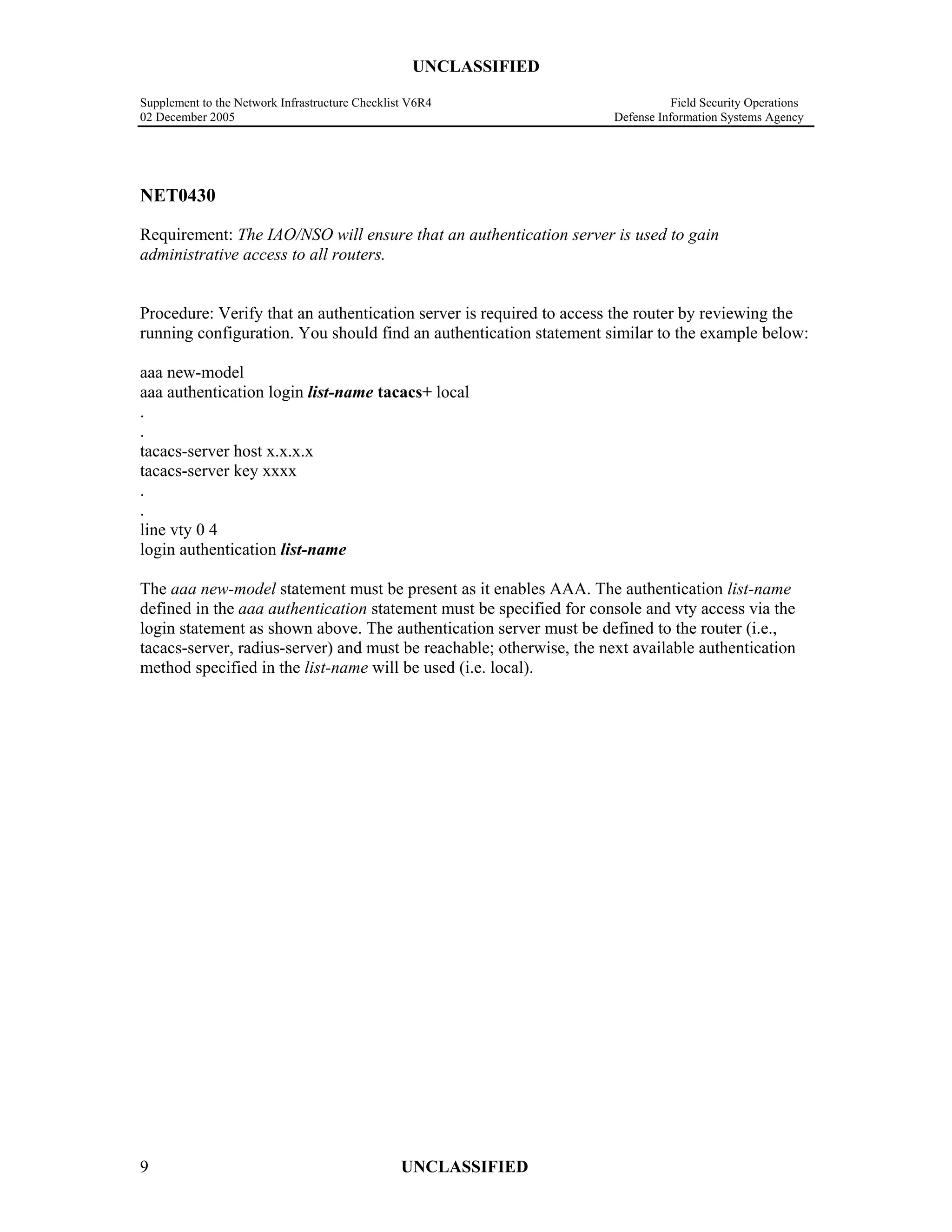 Cisco router-checklist-procedure-guide-for-network-checkli | PDF