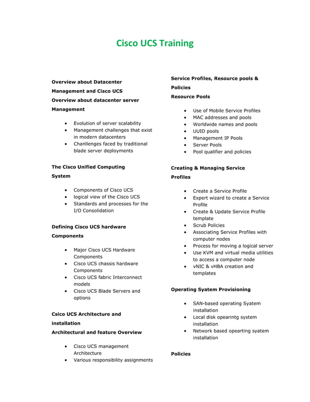 Cisco ucs-training-1-cisco Hyderabad -cisco ucs training in Hyderabad | PDF
