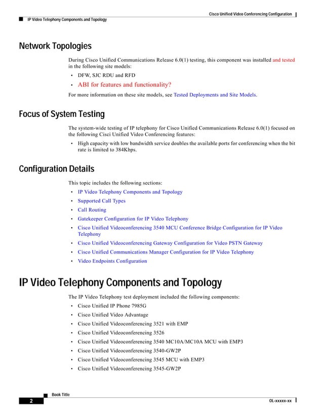 Cisco Unified Video Conferencing Configuration | PDF