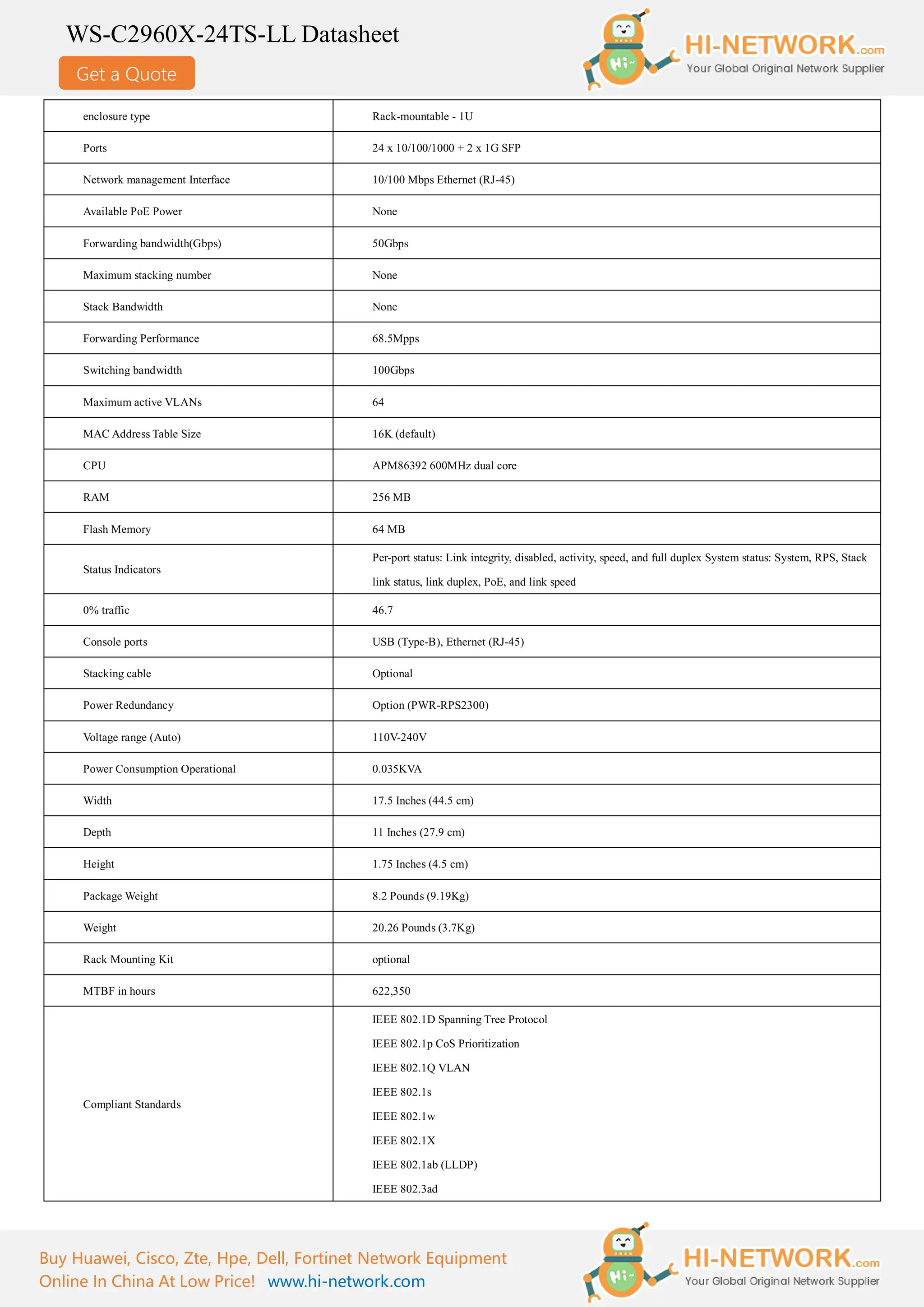 cisco-ws-c2960x-24ts-ll-datasheet.pdf | Computer Networking | Computing