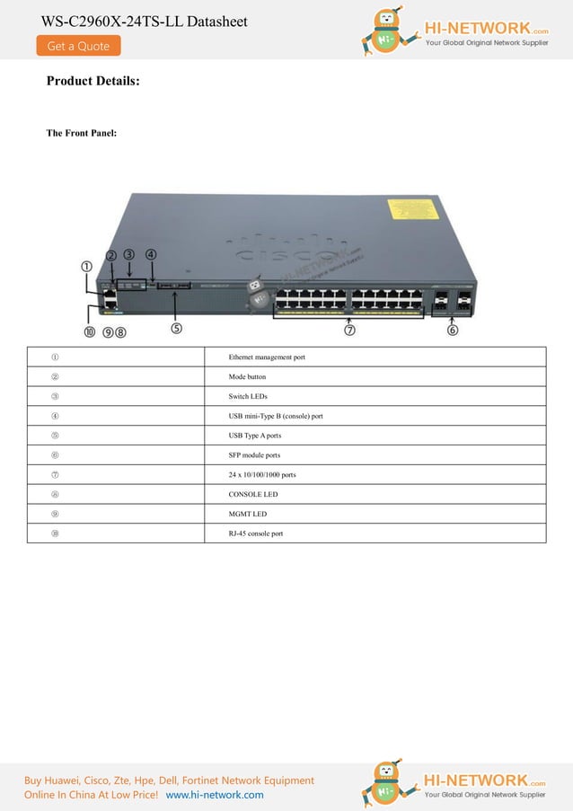 cisco-ws-c2960x-24ts-ll-datasheet.pdf | Computer Networking | Computing