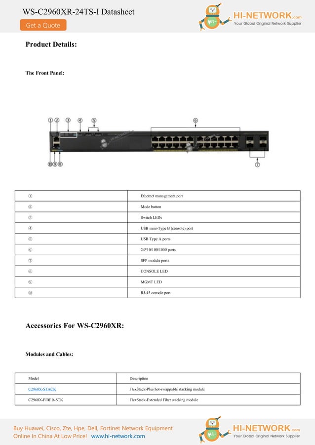 cisco-ws-c2960xr-24ts-i-datasheet.pdf | Computer Networking | Computing