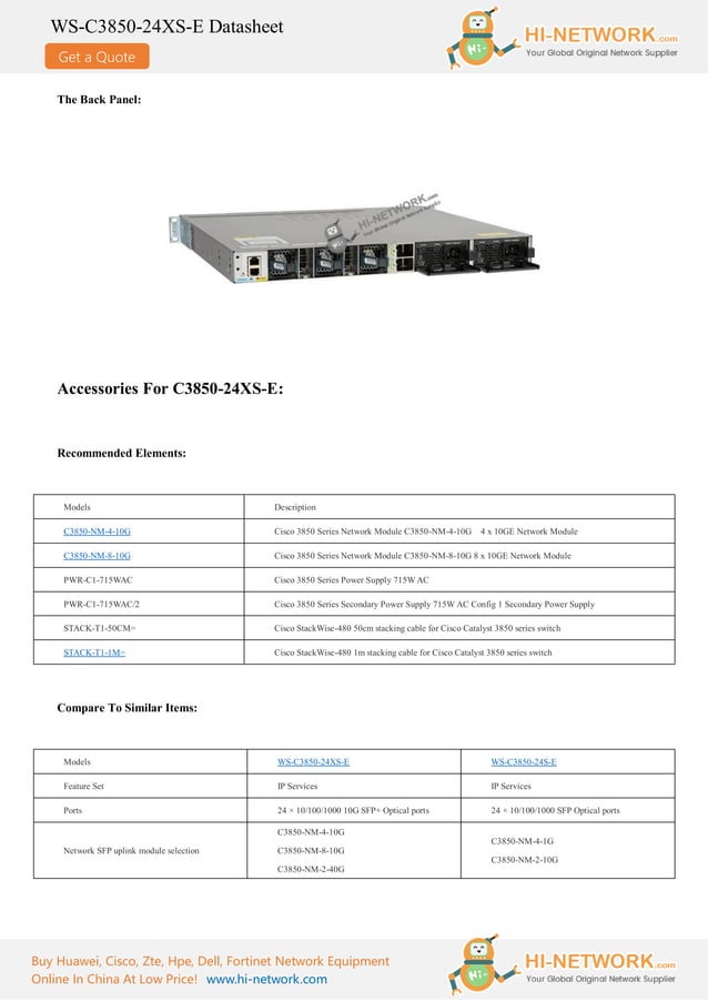 cisco-ws-c3850-24xs-e-datasheet.pdf | Computer Networking | Computing