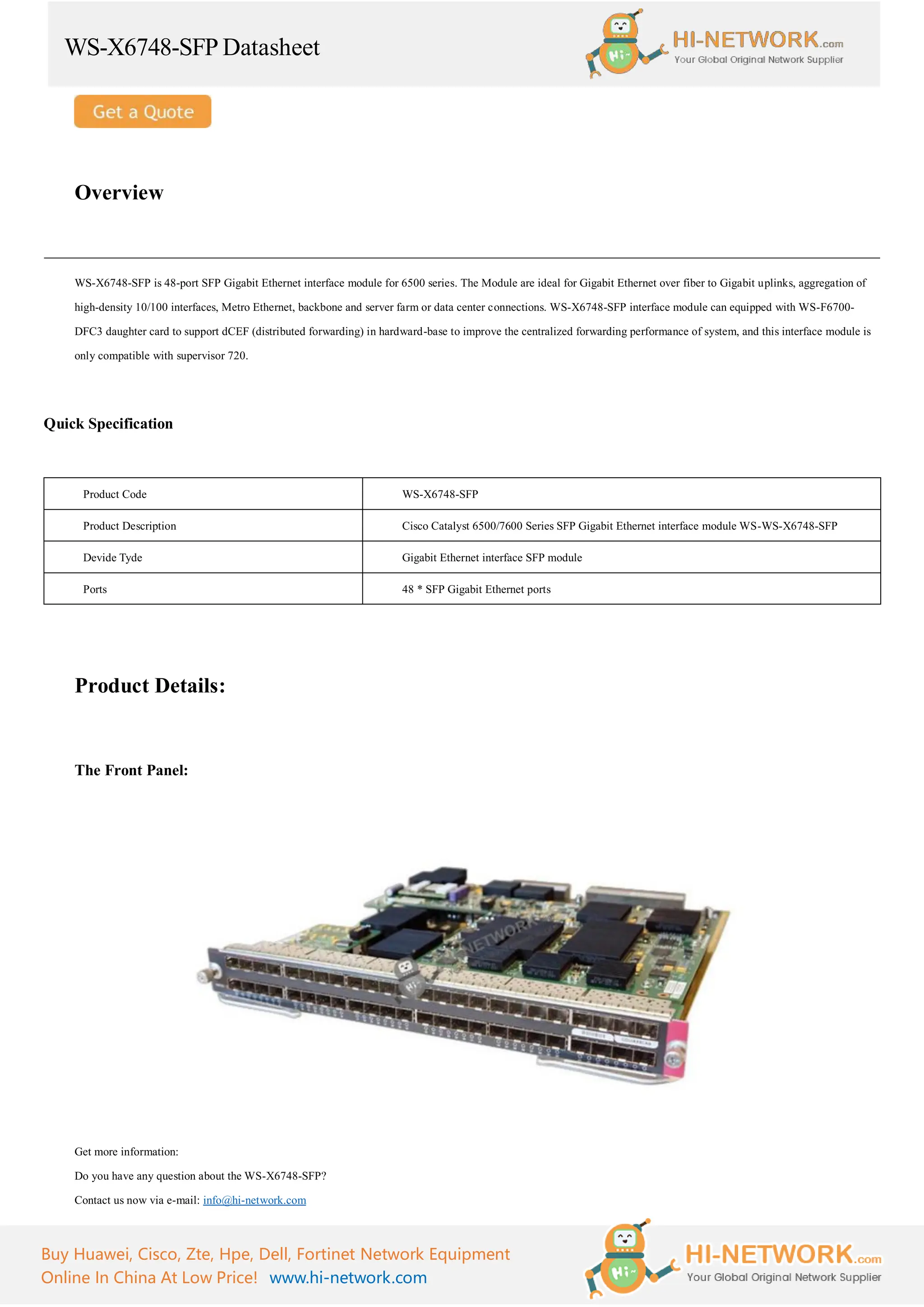cisco-ws-x6748-sfp-datasheet.pdf | Computer Peripherals | Computing