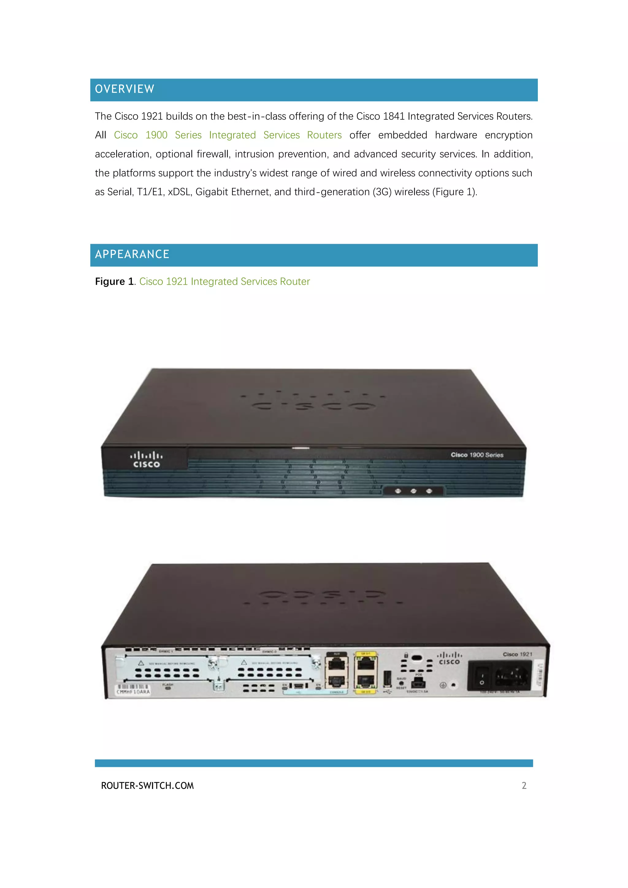 Cisco 1921 series router datasheet | PDF