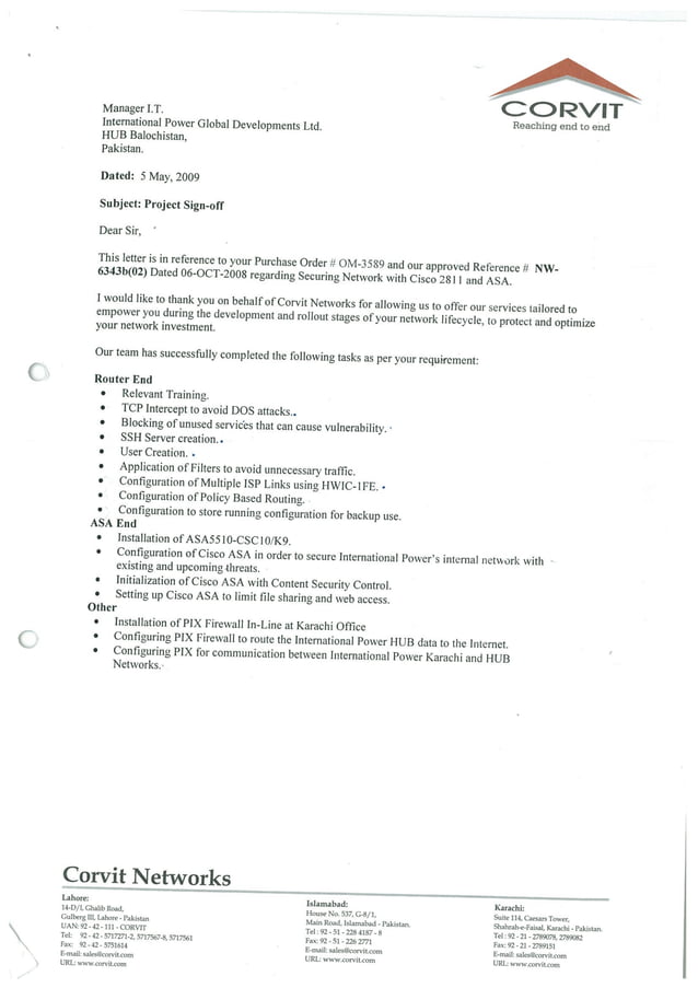 Cisco 2811 ASA 5510 Project | PDF