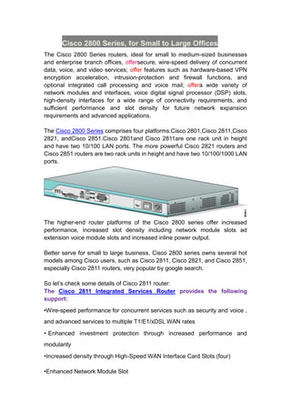 Cisco 2811, top list in cisco 2800 seires | DOCX