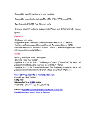 Cisco 2811, top list in cisco 2800 seires | DOCX