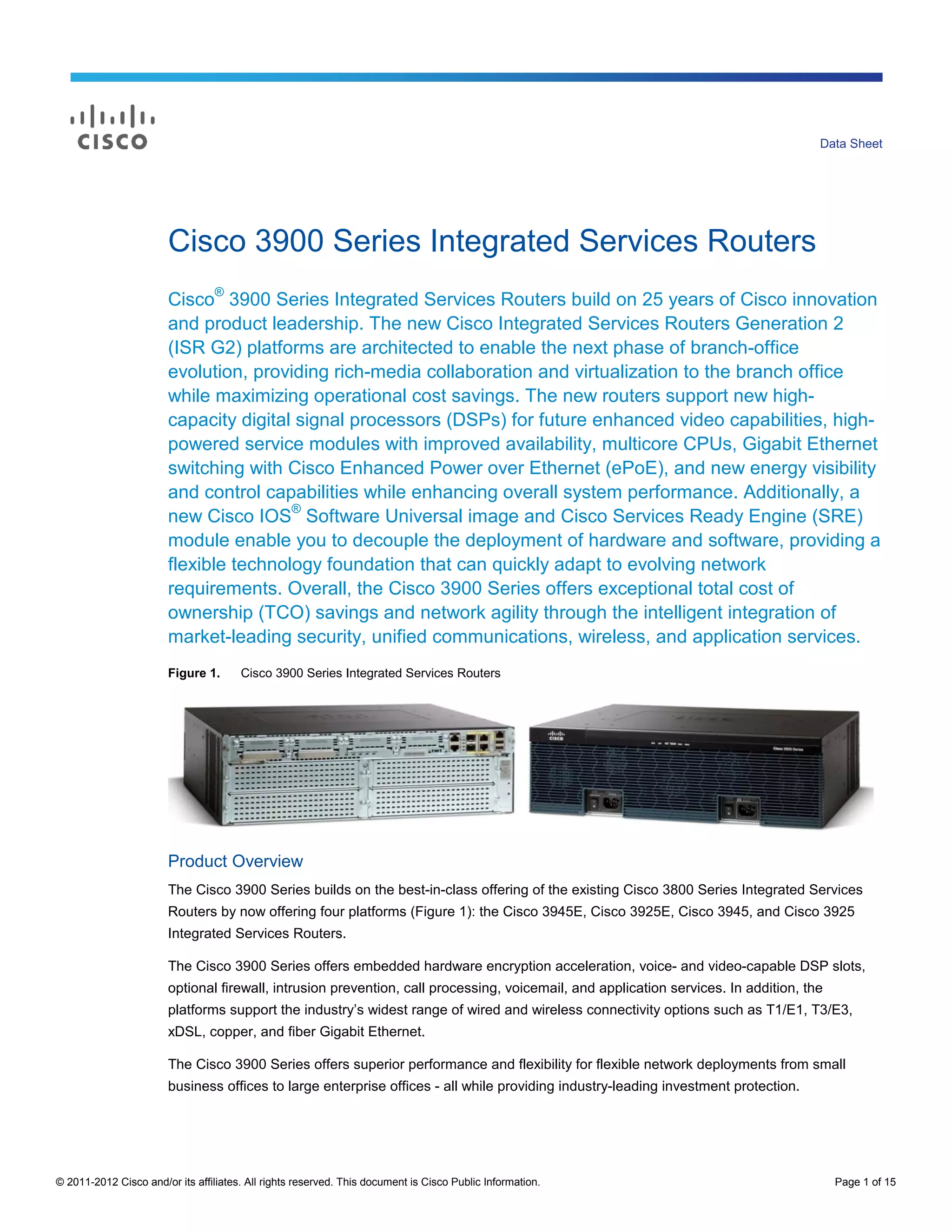 Cisco 3900 series integrated services routers | PDF