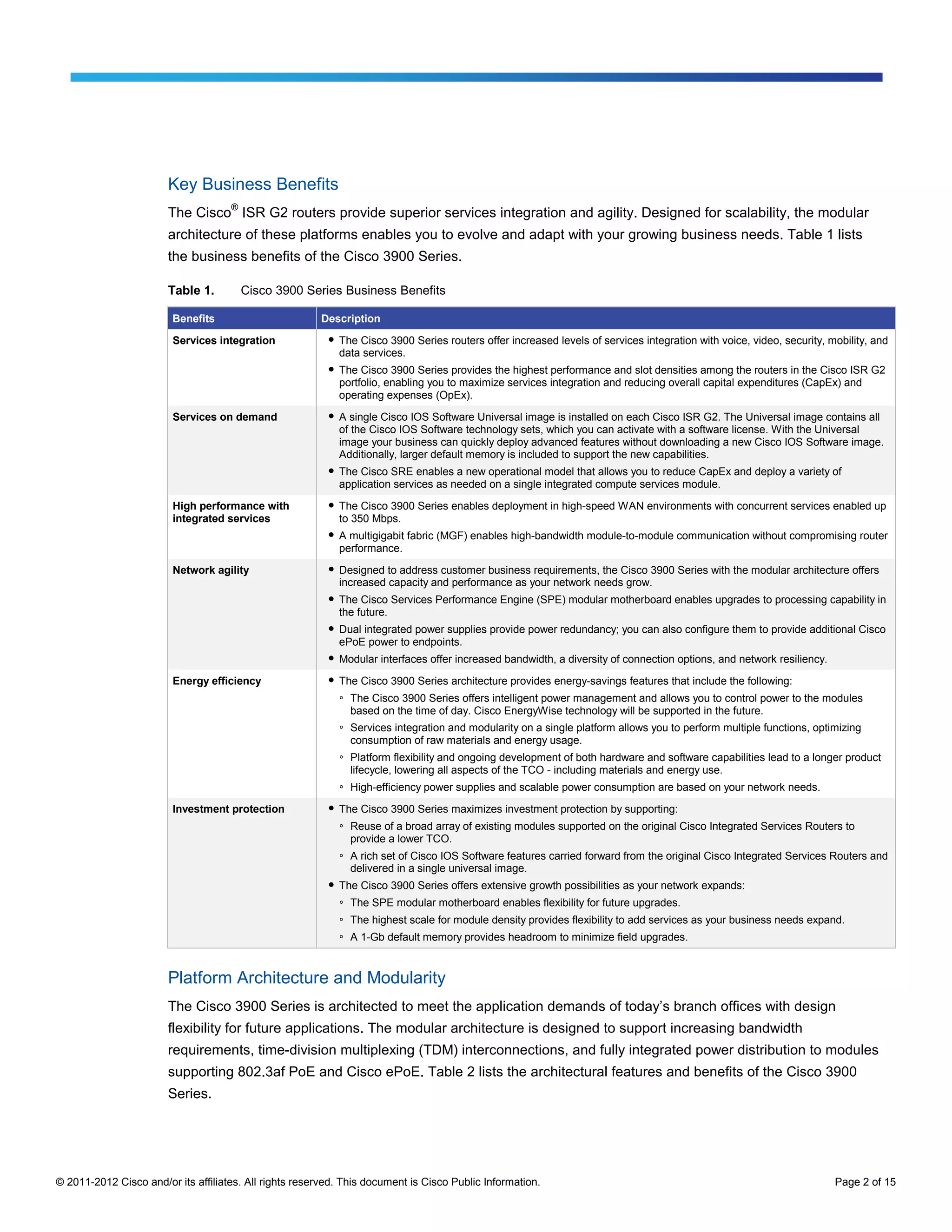 Cisco 3900 series integrated services routers | PDF