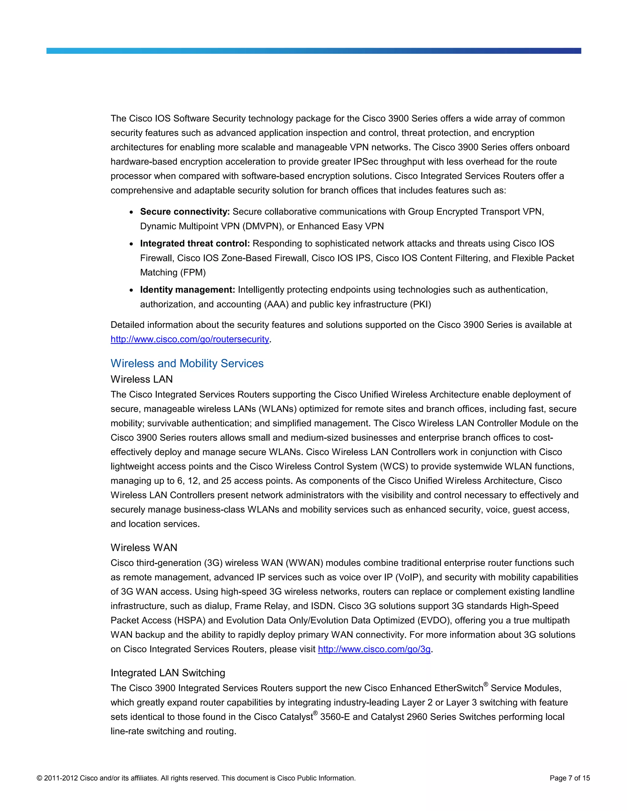 Cisco 3900 series integrated services routers | PDF
