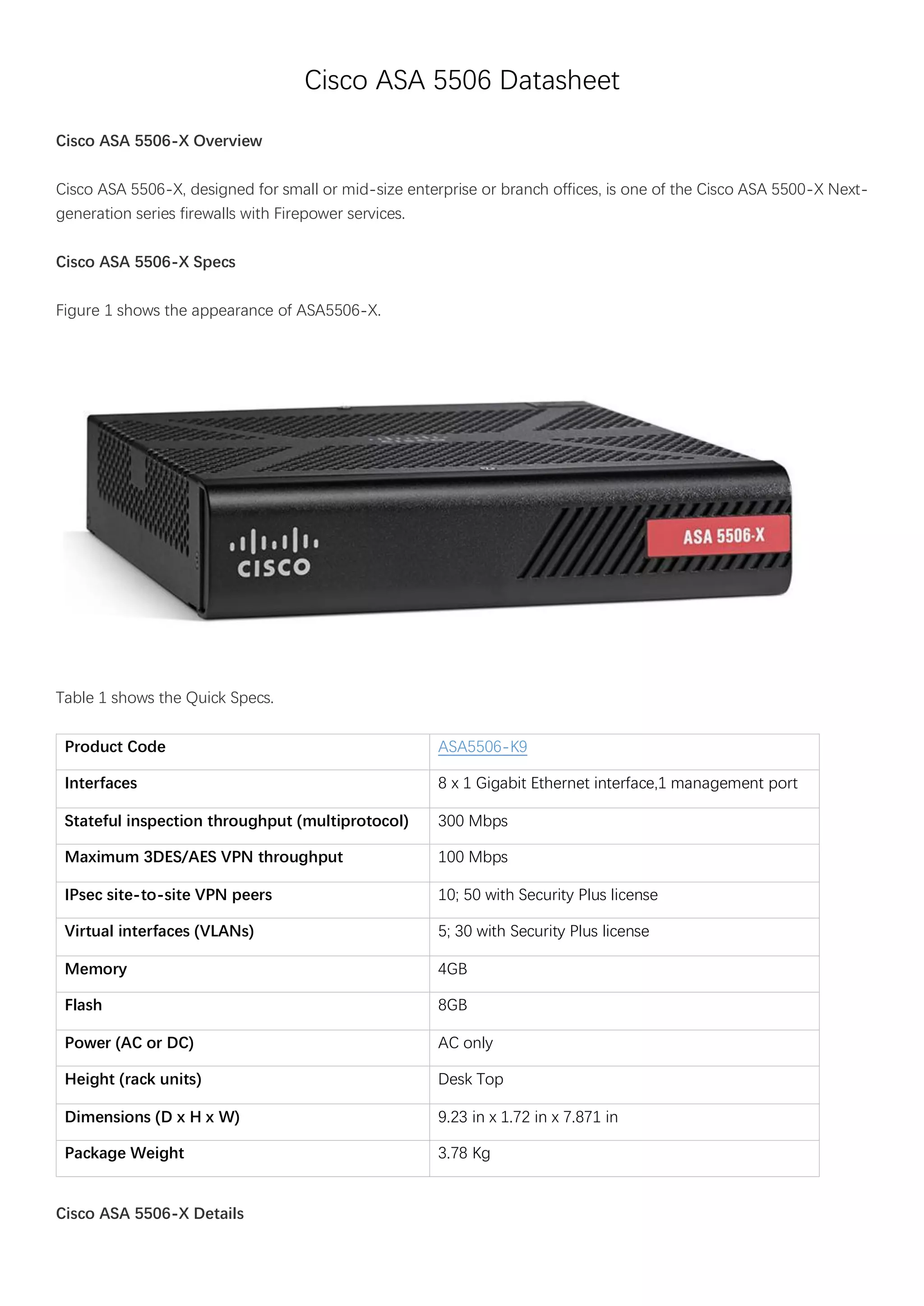 Cisco asa 5506 datasheet | PDF