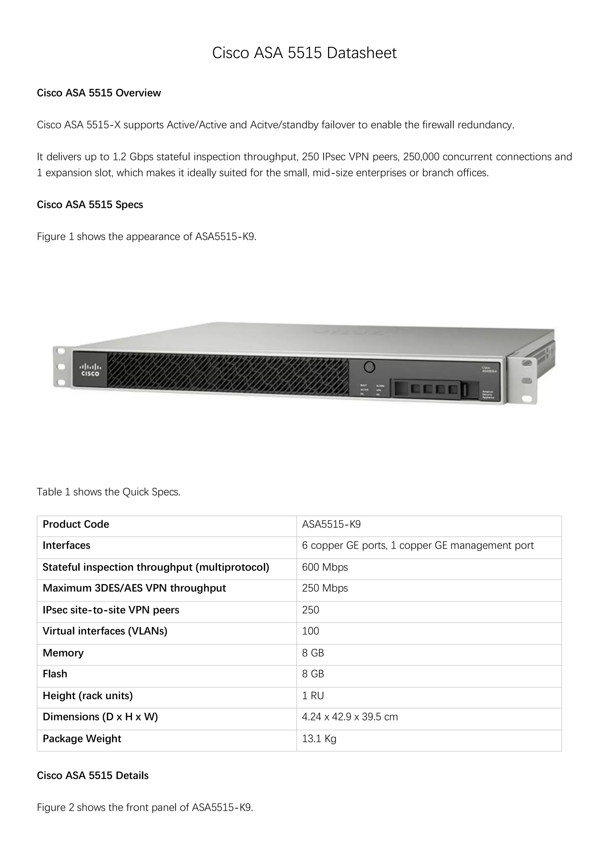 Cisco asa 5515 datasheet | PDF