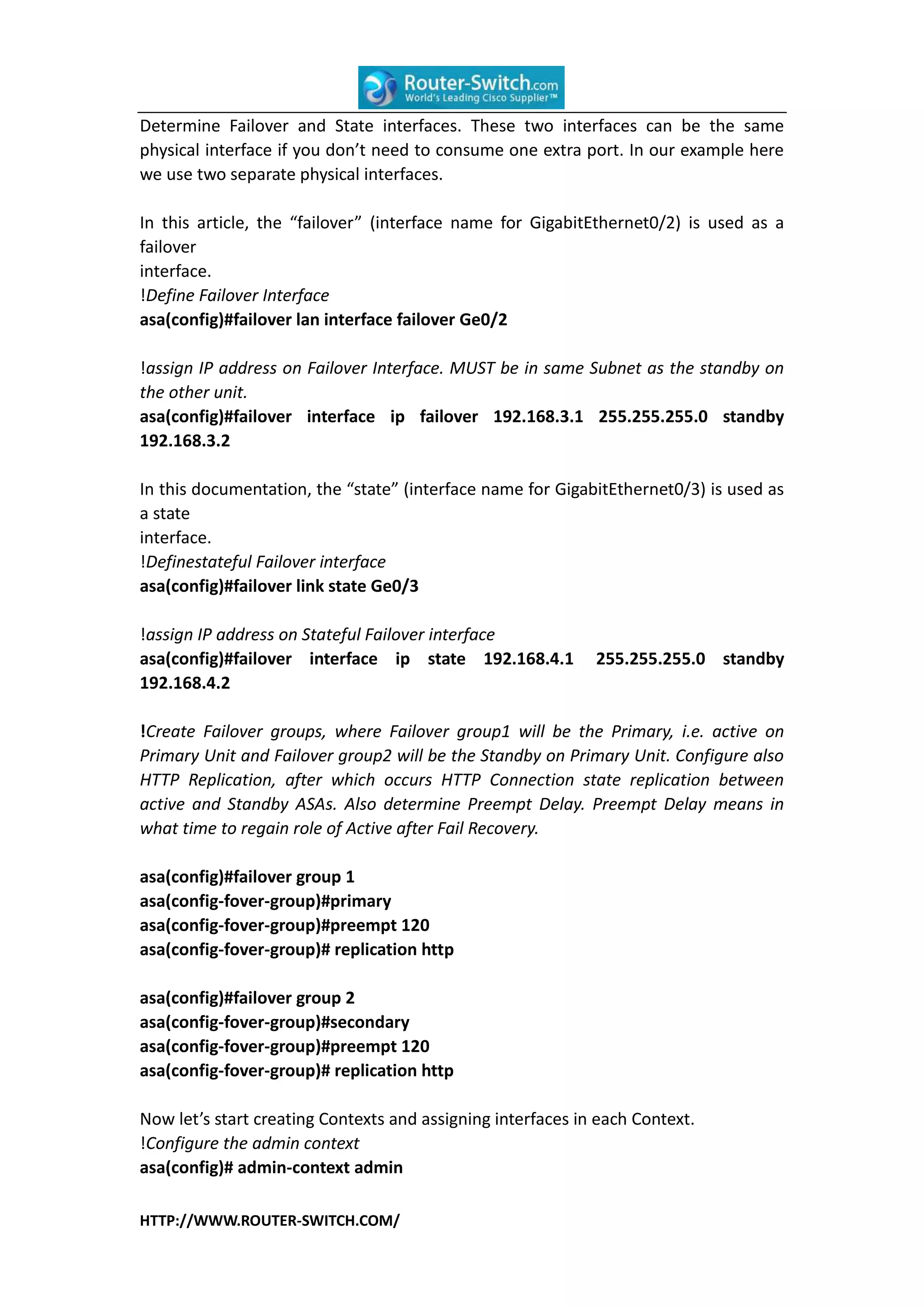 Cisco asa active,active failover configuration | DOCX