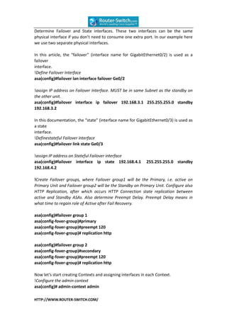 Cisco asa active,active failover configuration | DOCX
