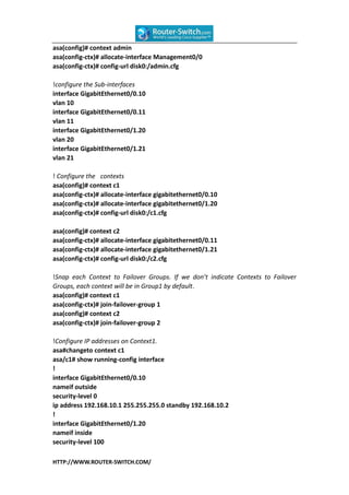 Cisco asa active,active failover configuration | DOCX