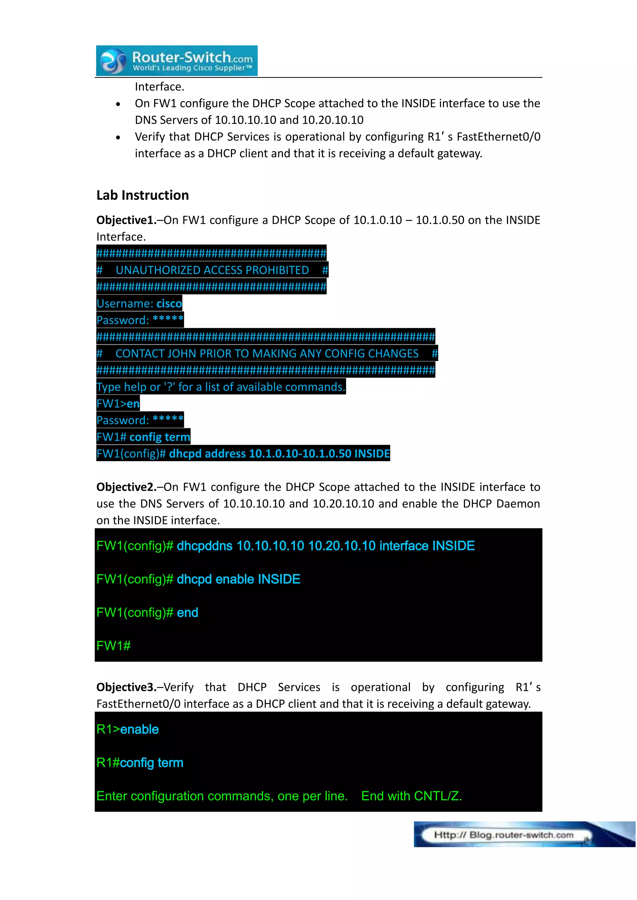 Cisco asa dhcp services | DOCX