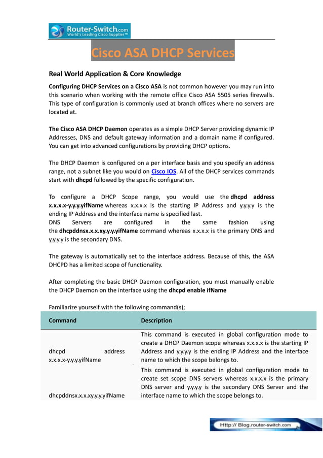 Cisco asa dhcp services | DOCX