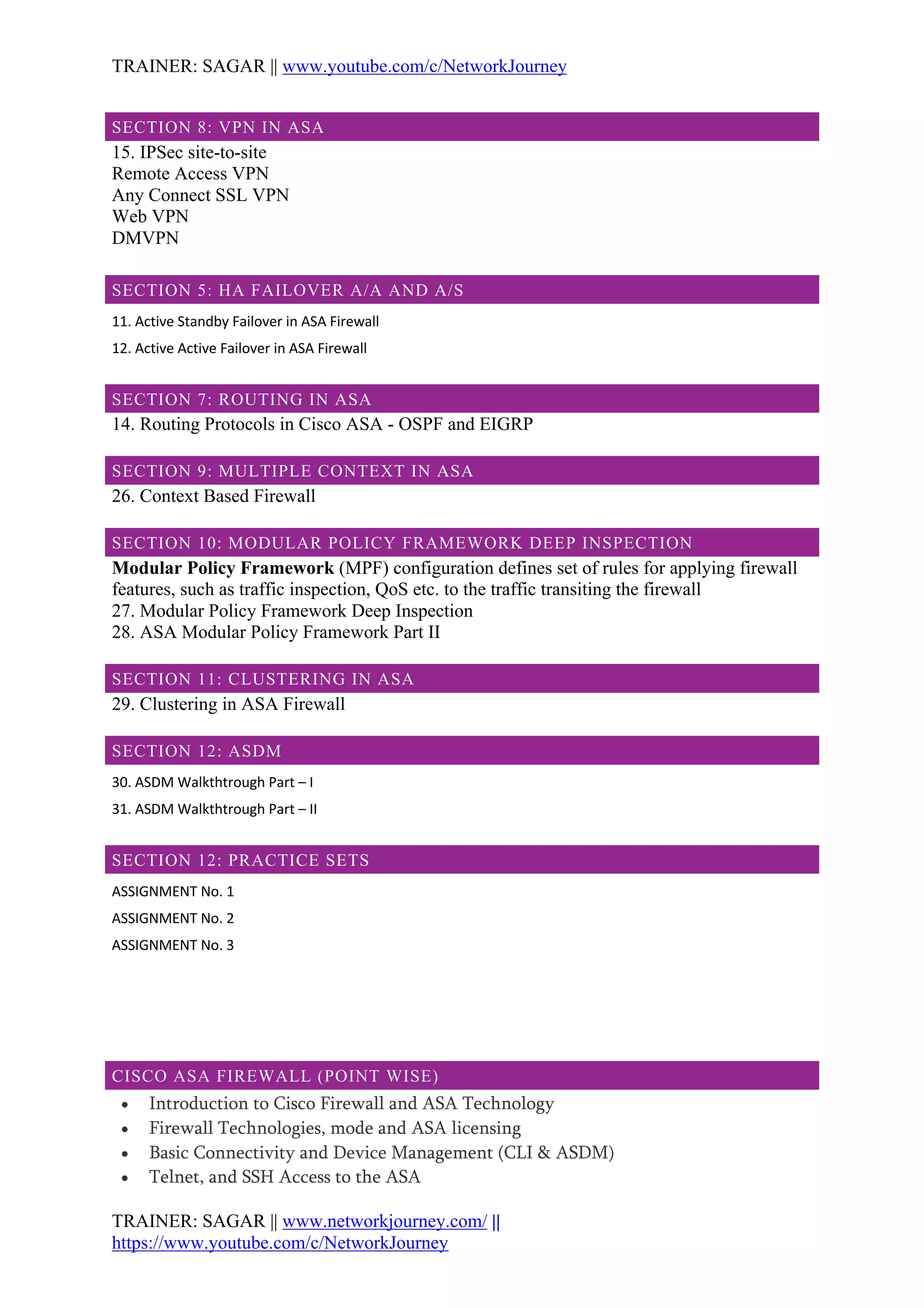 Cisco ASA Full Syllabus Outline | PDF | Computer Networking | Computing