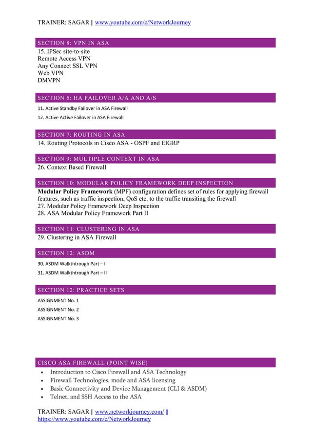 Cisco ASA Full Syllabus Outline | PDF | Computer Networking | Computing