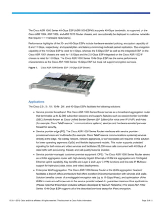 Cisco asr 1000 series embedded services processors data sheet. | PDF