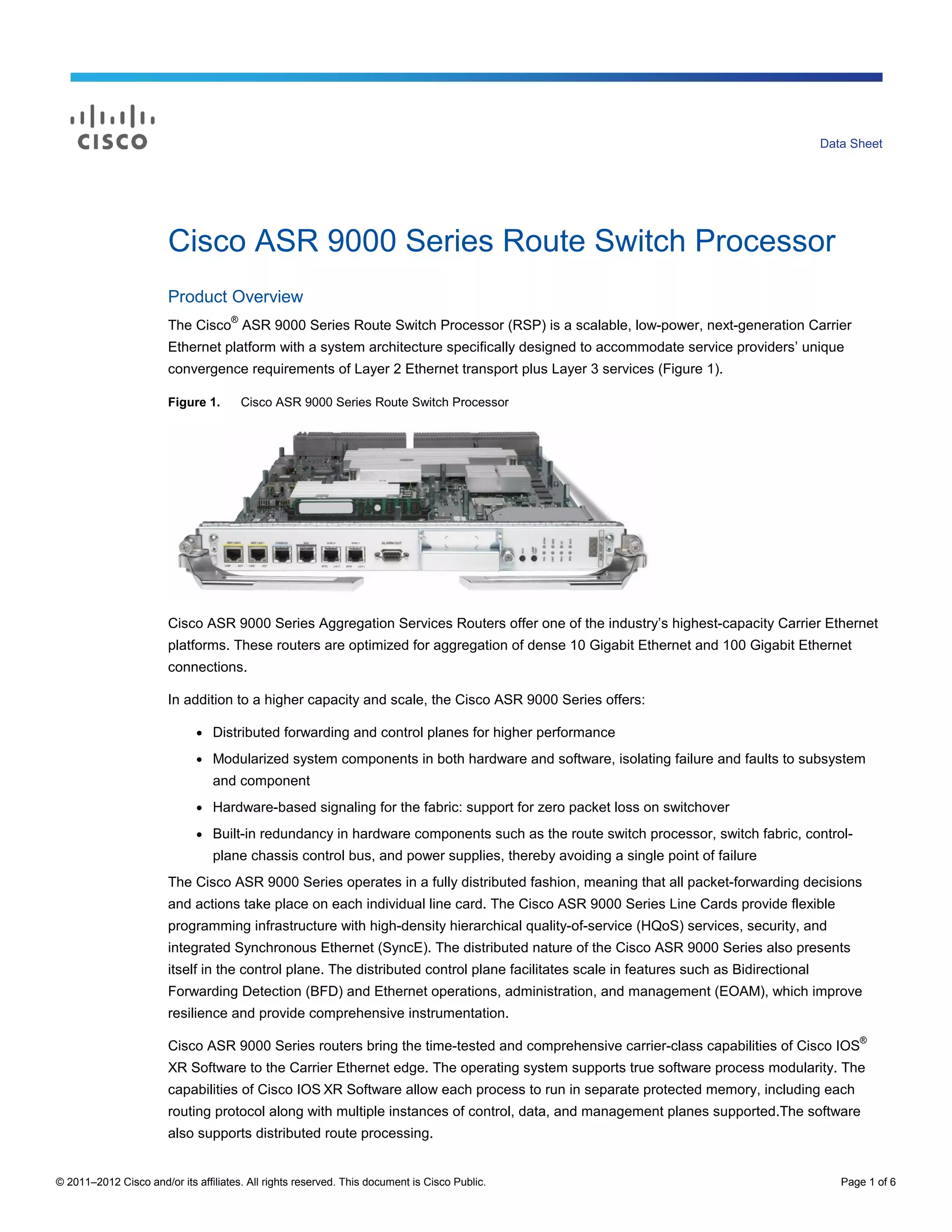 Cisco asr 9000 series route switch processor. | PDF