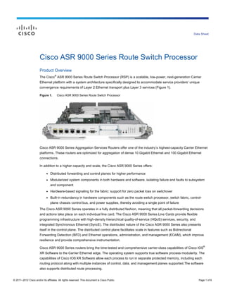 Cisco asr 9000 series route switch processor. | PDF