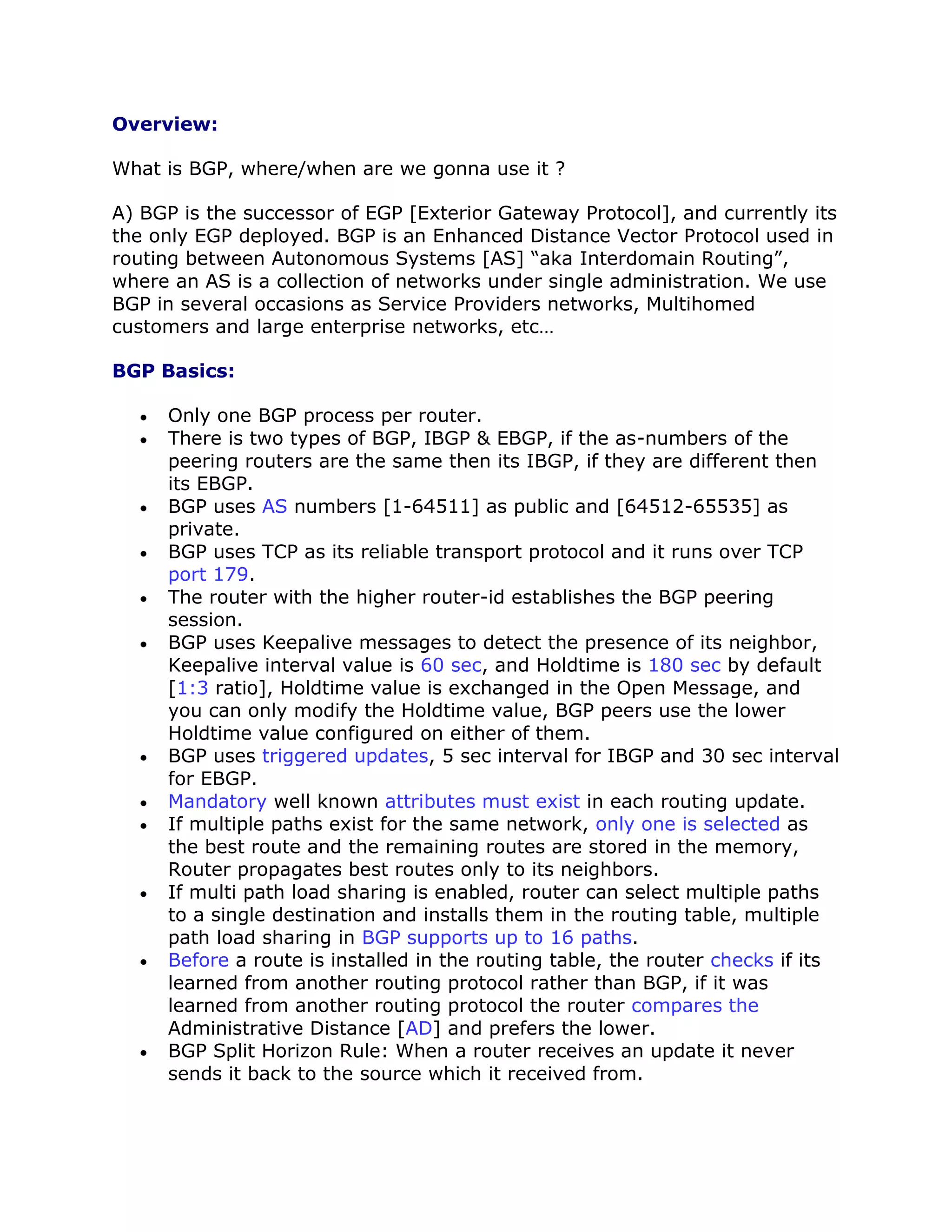 Cisco BGP Exam 642-661 Review Notes | DOCX