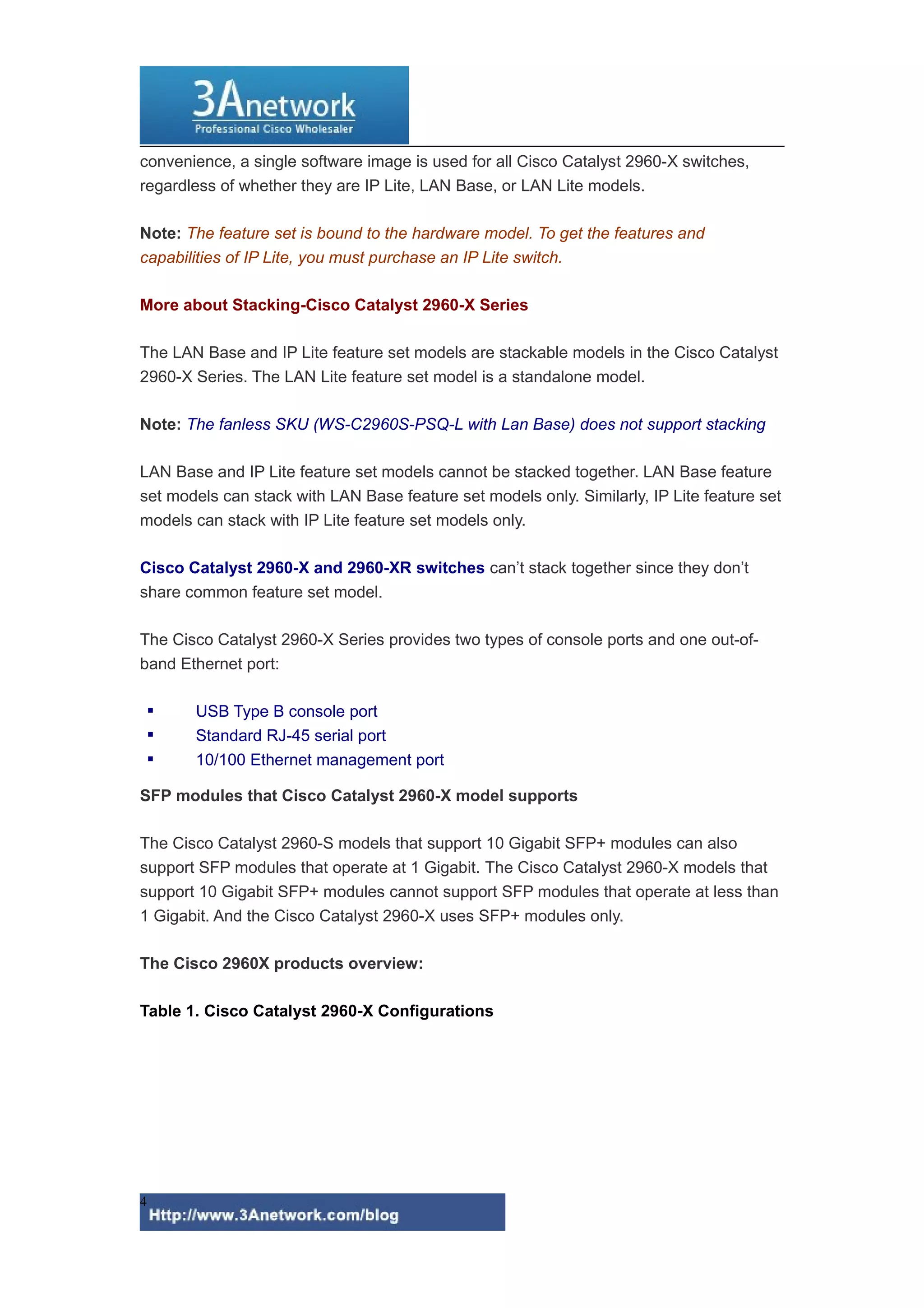 Cisco Catalyst 2960-X Datasheet | DOC