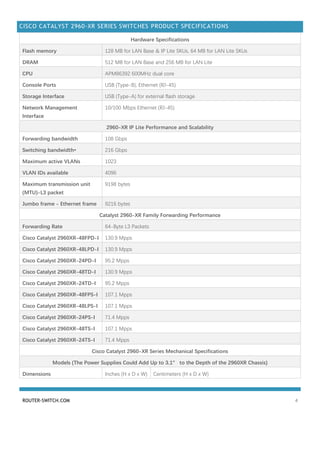 Cisco catalyst 2960 xr series switches datasheet | PDF