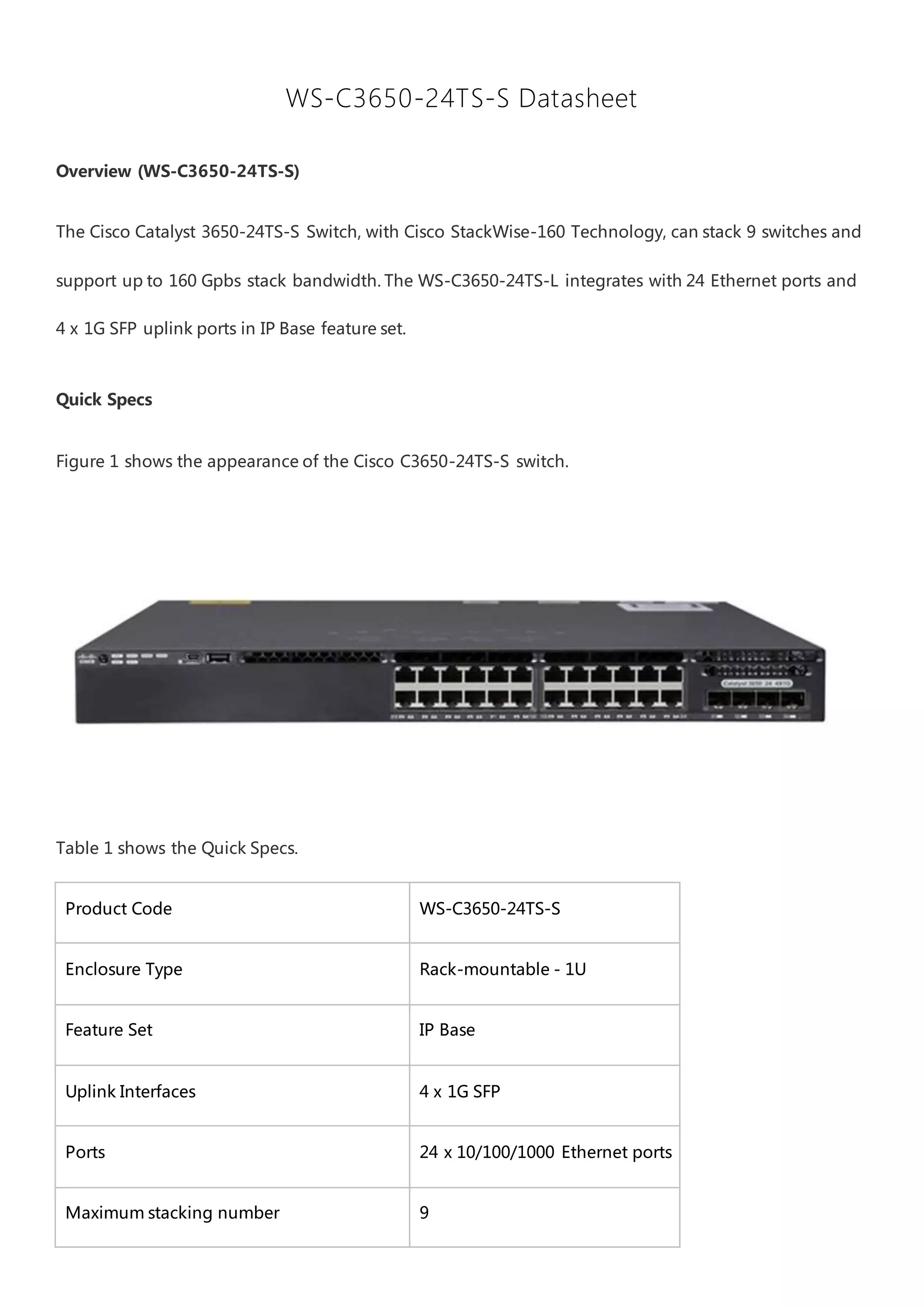 Cisco catalyst 3650-24ts-s datasheet | DOCX | Computer Networking ...