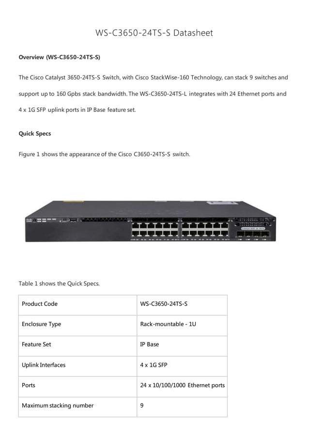 Cisco catalyst 3650-24ts-s datasheet | DOCX | Computer Networking ...