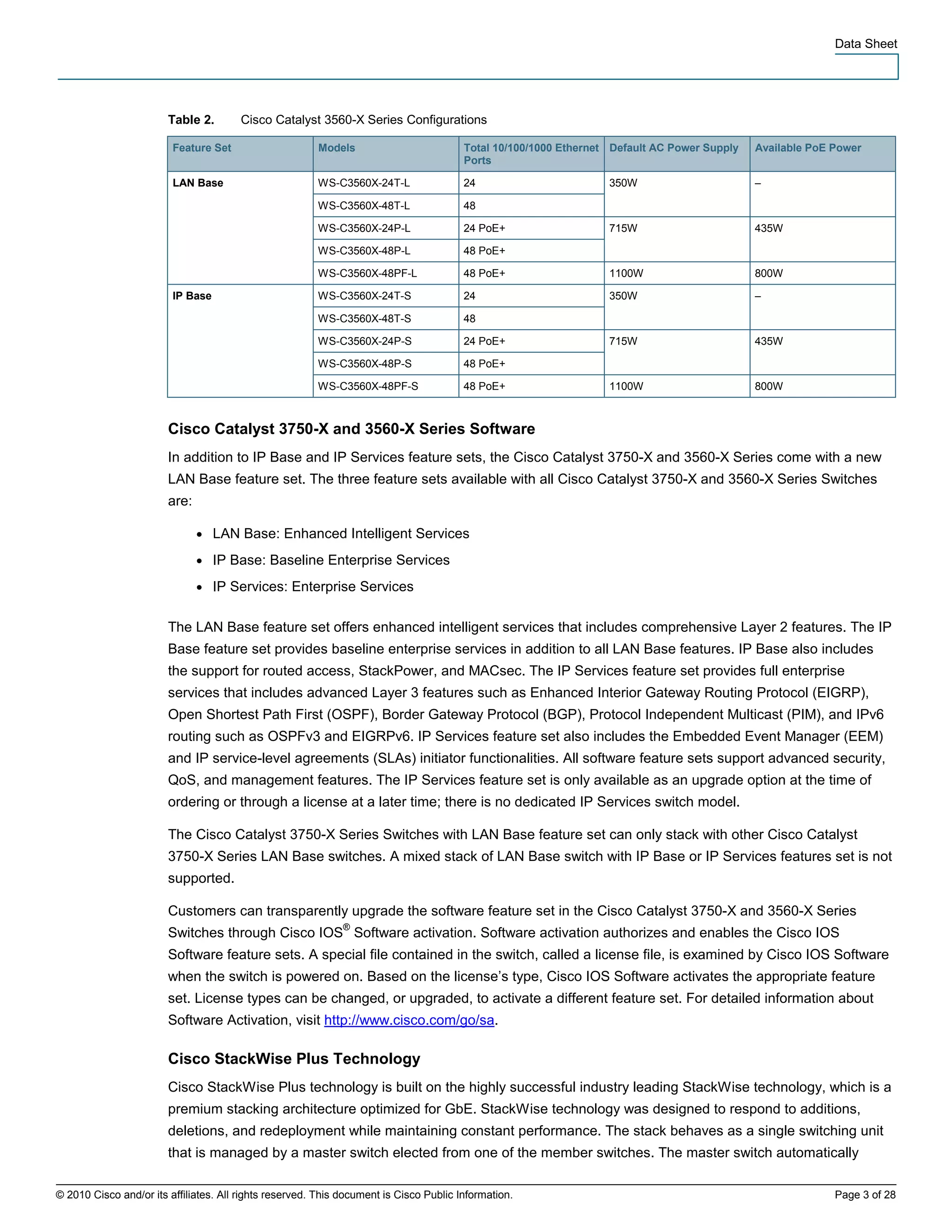 Cisco catalyst 3750 x and 3560-x series switches | PDF