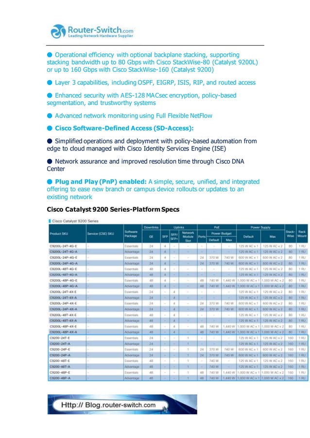 Cisco catalyst 9200 series platform spec, licenses, transition guide | PDF