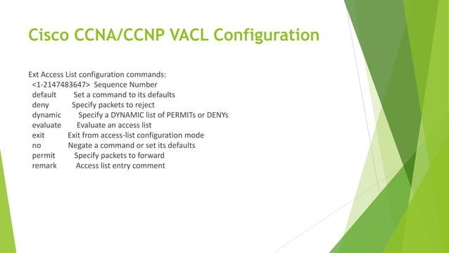 Cisco CCNA CCNP VACL Configuration | PPTX | Computer Networking | Computing