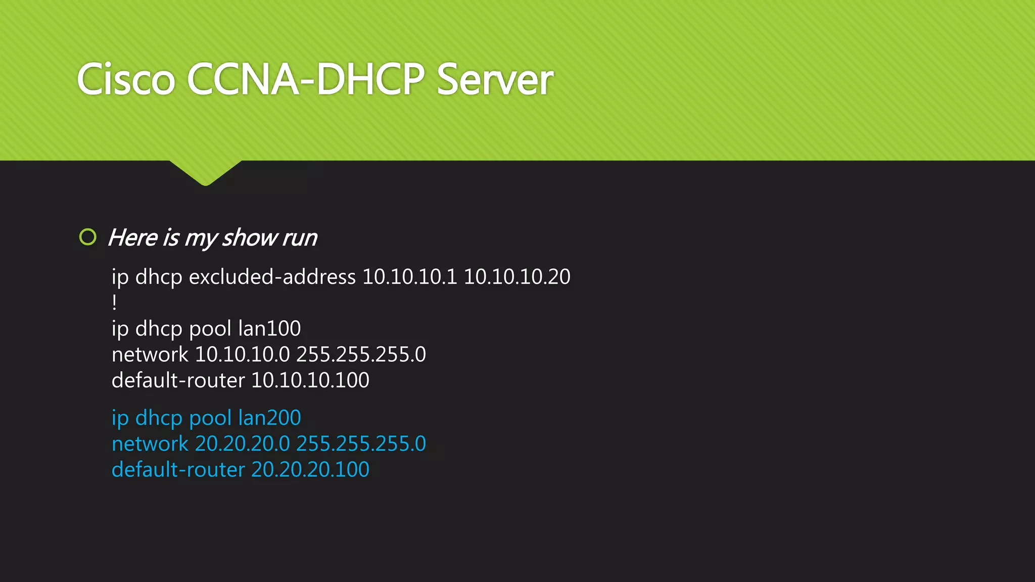 Cisco Ccna Dhcp Server Pptx Computer Networking Computing
