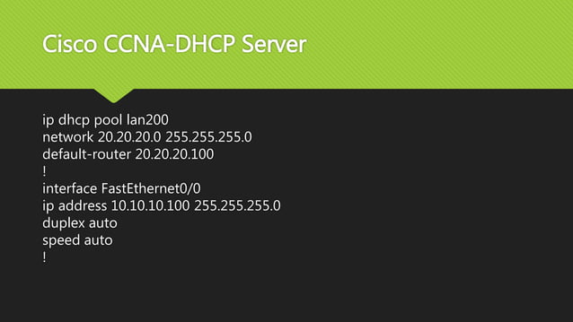 Cisco Ccna Dhcp Server Pptx Computer Networking Computing